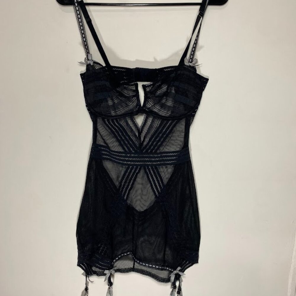 Victoria's Secret Black Mesh Sheer Mini Dress - Gem